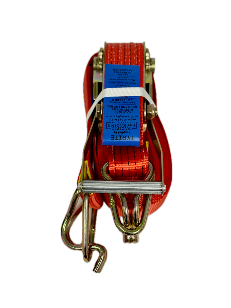 5T x 9M Heavy-Duty Ratchet Strap with Hook and Keeper | LC 2500KG ...